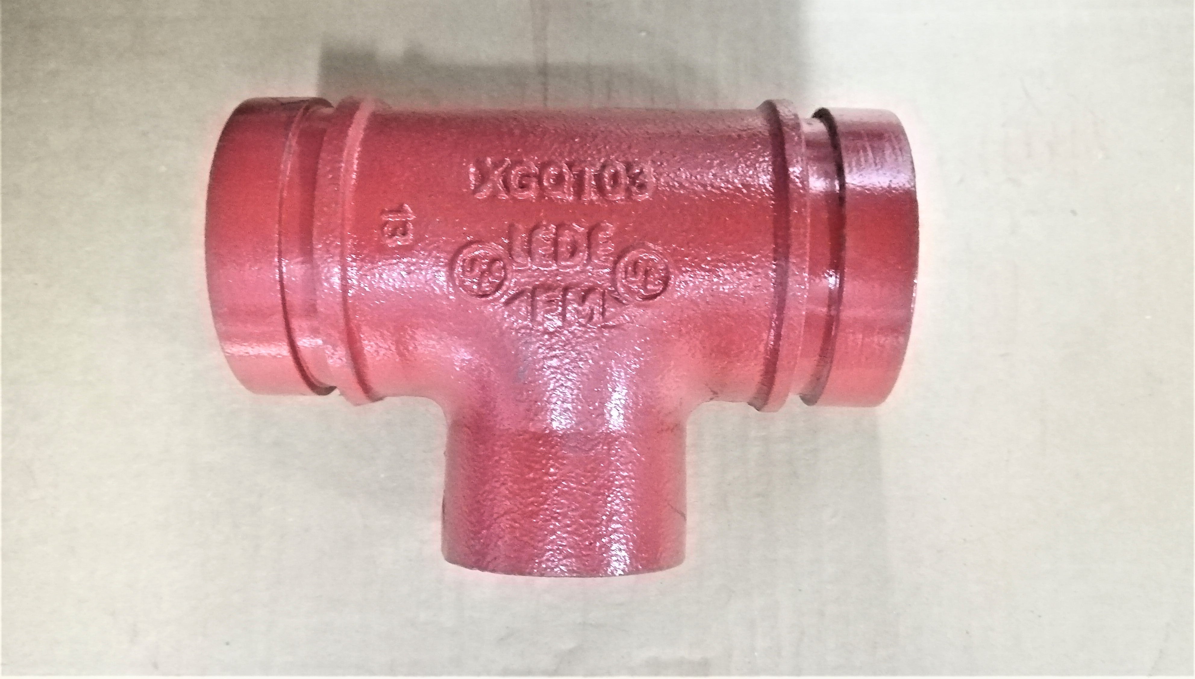 GROOVED REDUCING TEE THREADED BRANCH; 2.1/2"x1.1/2"x2.1/2"; BSP; PRESS