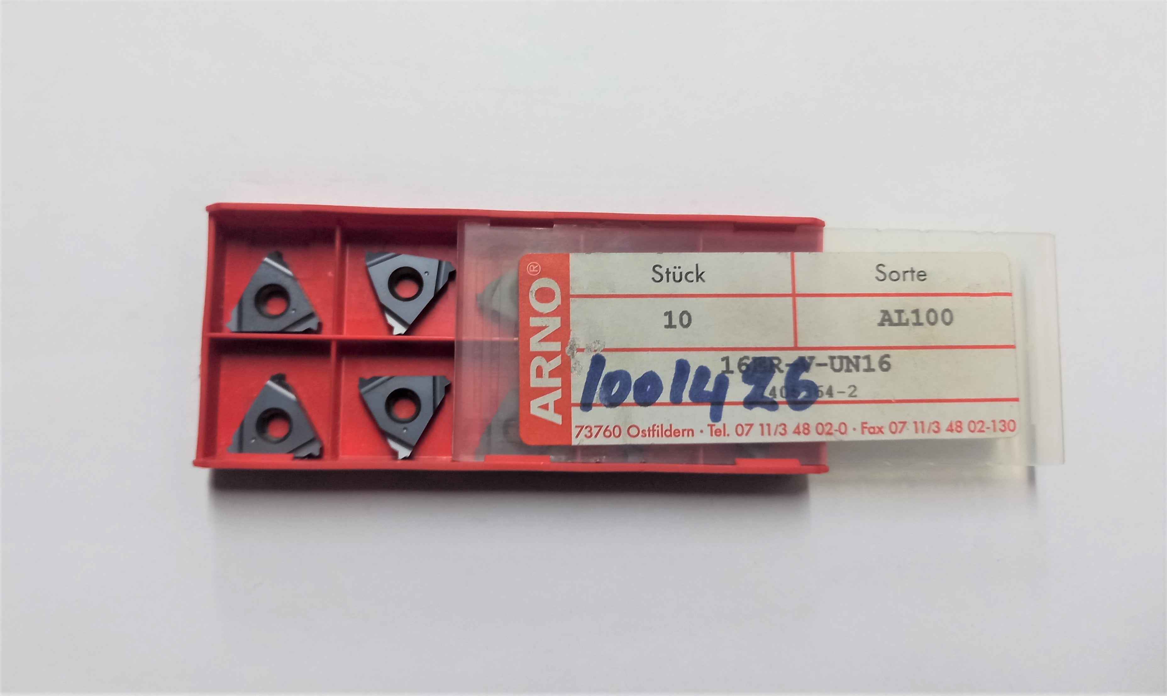 CARBIDE INSERT; THREADING; EXTERNAL; 16ER-V-UN16 AL100; ARNO